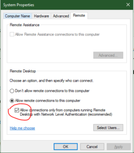 Error: The remote computer requires Network Level Authentication, which ...